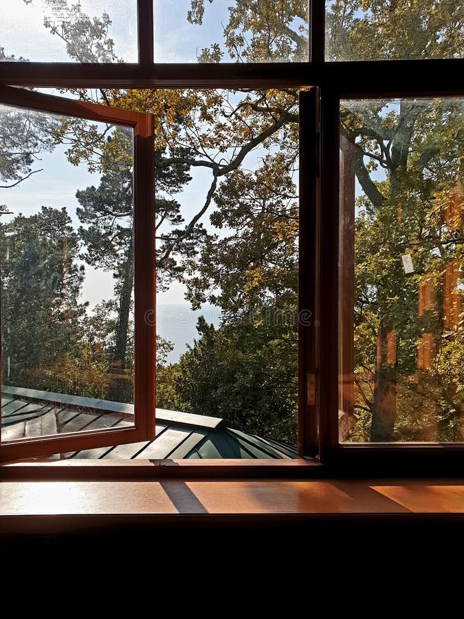 Blick Aus Dem Fenster Der Stalins-Datscha Stockbild - Bild von baum ...