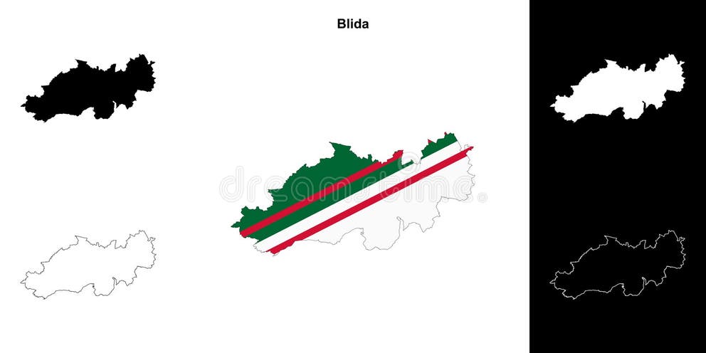 Blida outline map stock vector. Illustration of blank - 342074350