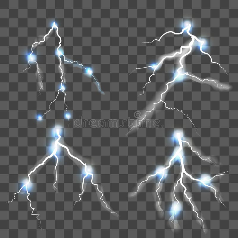 Bliksem Op Transparante Achtergrond Wordt Geplaatst Die Vector Vector ...