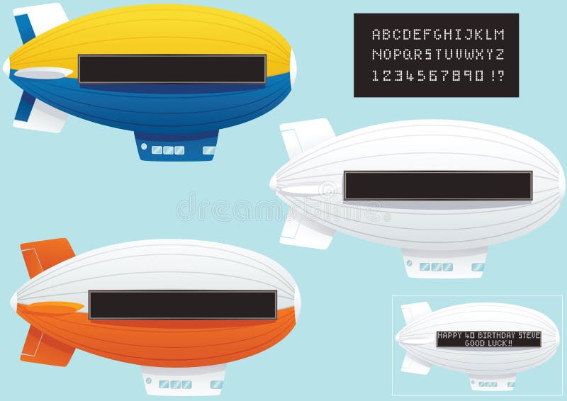 Blimps with Neon Signs and Text Stock Vector - Illustration of blimps ...