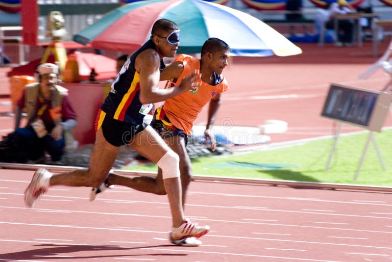 Men's 100 Meters For Blind Persons Stock Image - Image of determination ...
