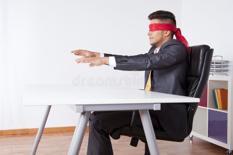 Blind businessman working stock photo. Image of bizarre - 41728770
