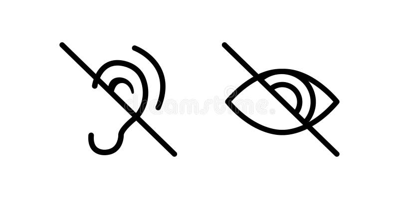 Blind and Deaf Symbol Simple Thin Line Icon Vector Illustration. for ...