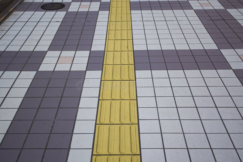 Blind Floor Tiles on Public Walkway Stock Photo - Image of floor ...