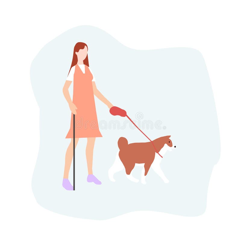 Blind Girl and Dog Guide, Vector Graphics Stock Vector - Illustration ...