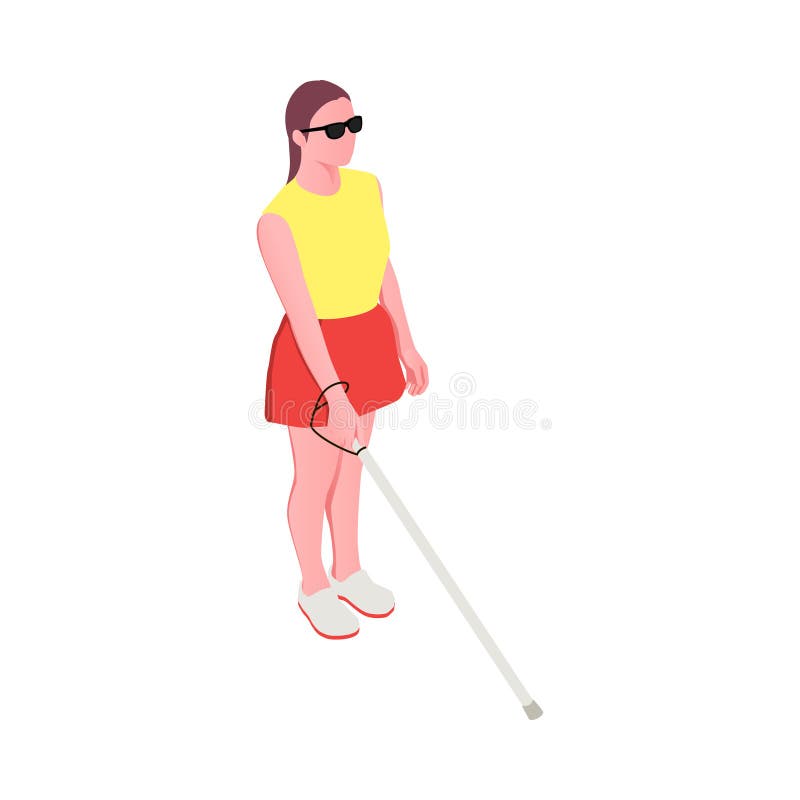Blind Girl Isometric Composition Stock Vector - Illustration of ...