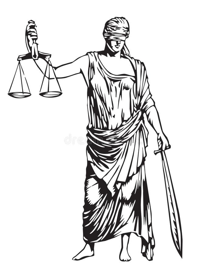 Blind Lady Justice Statue Drawing