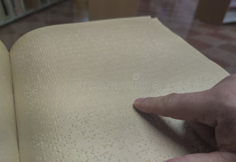 Blind Male Reading Braille Language Book at Library Stock Image - Image ...