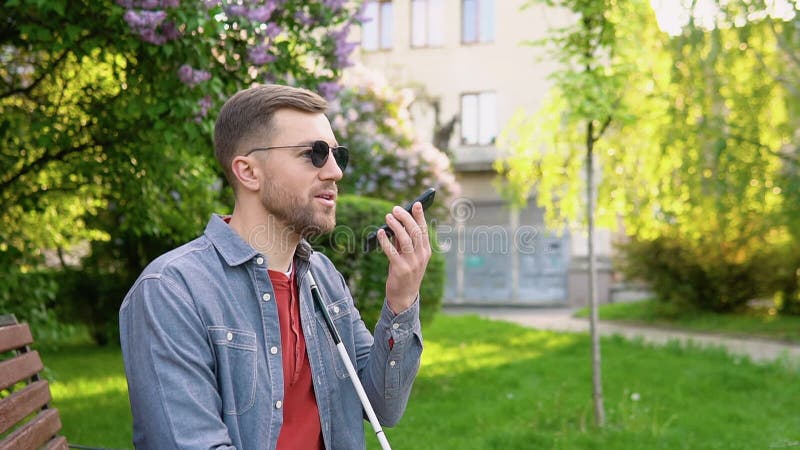 Blind Man with Disability Using Digital Assistant and Ease of Access ...