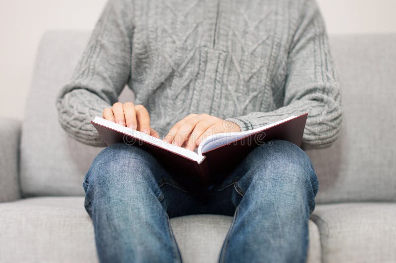 Blind Man Reading Braille Book. Stock Image - Image of individuality ...