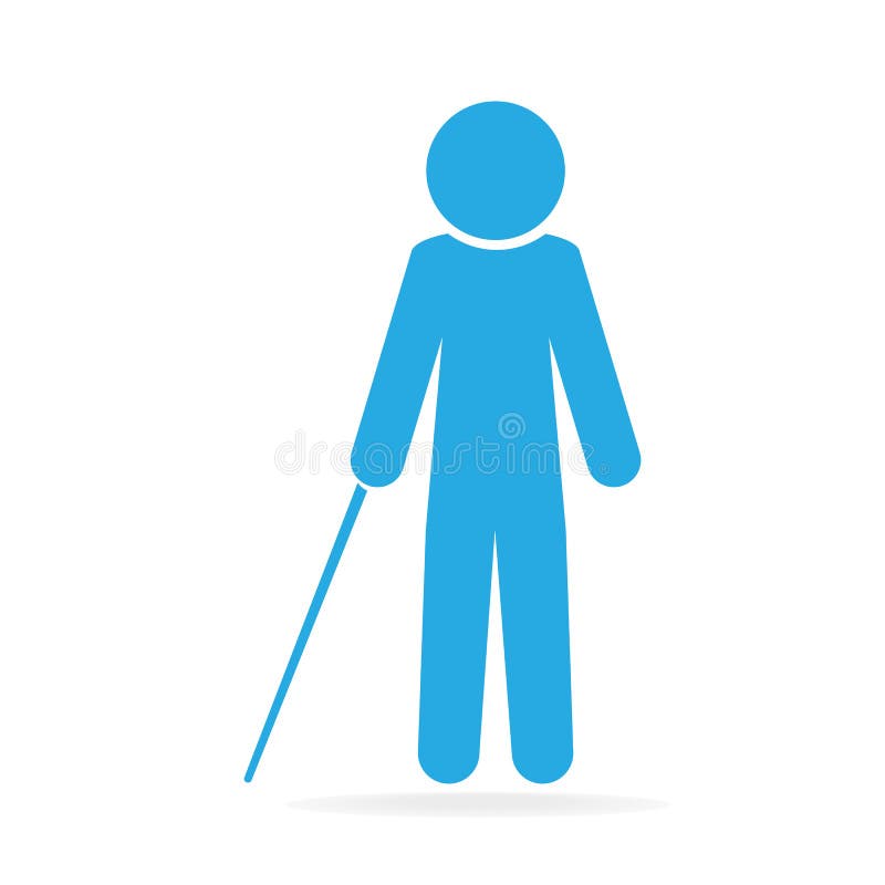 Blind Man with Stick Icon Illustration Stock Vector - Illustration of ...