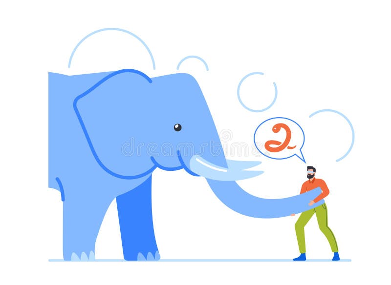 Blind Man Touching an Elephant. Depict Blindfolded Character with Wrong ...