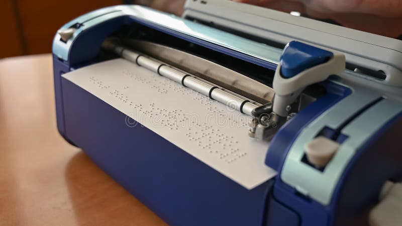 Blind Man Using Braille Typewriter. Stock Image - Image of work, blind ...