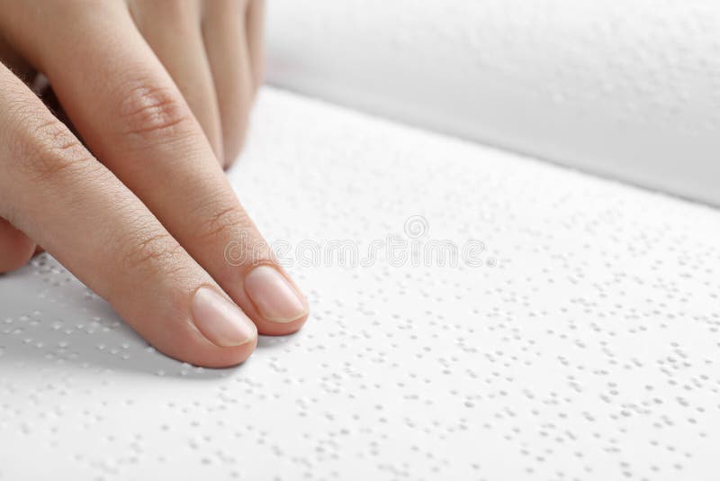 Blind Person Reading Book Written in Braille Stock Image - Image of ...