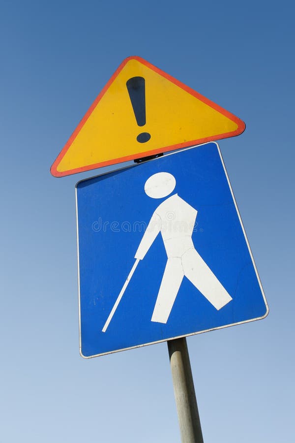 Blind person roadsign stock image. Image of logo, blindman - 4529143