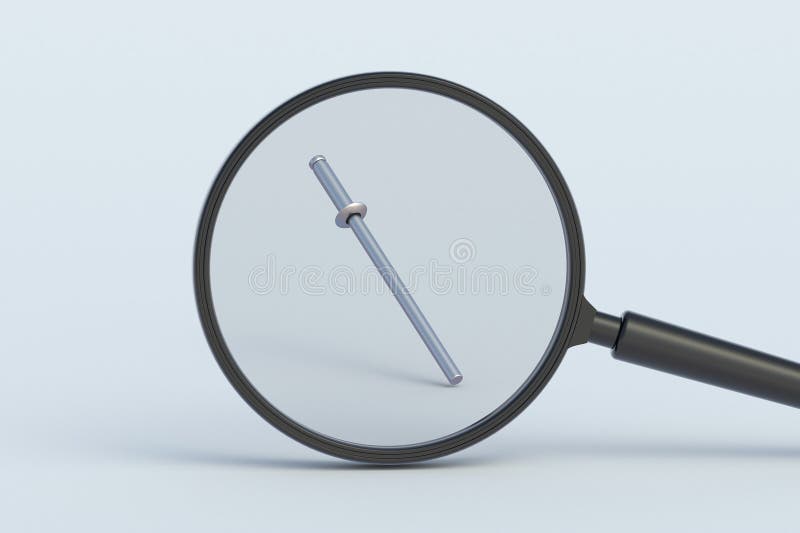 Blind Rivet Behind Magnifying Glass Stock Illustration - Illustration ...