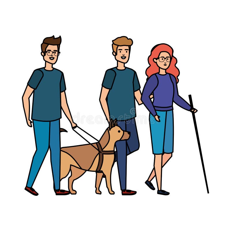 Blind Woman with Helper and Guide Dog Stock Vector - Illustration of ...