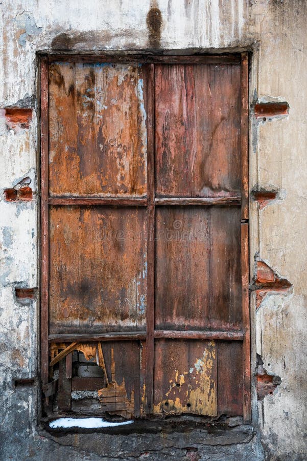 Blinded Boarded Window of an Abandoned Building Close Stock Photo ...