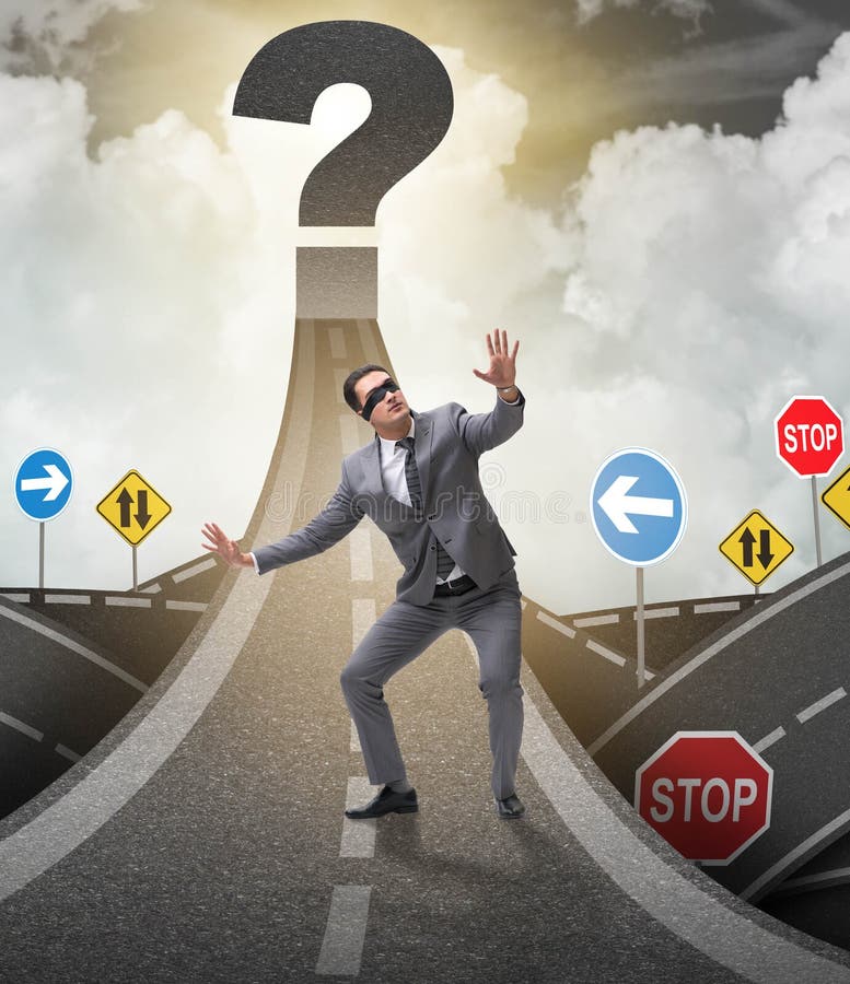 Blindfold Businessman on the Road Unsure Stock Image - Image of blind ...