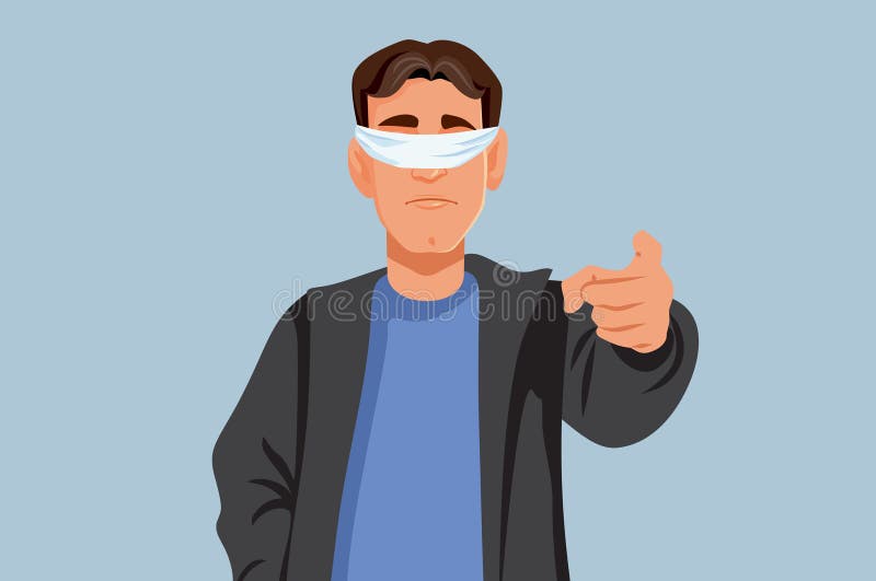 Blindfolded Man Pointing Fingers and Accusing Vector Concept ...