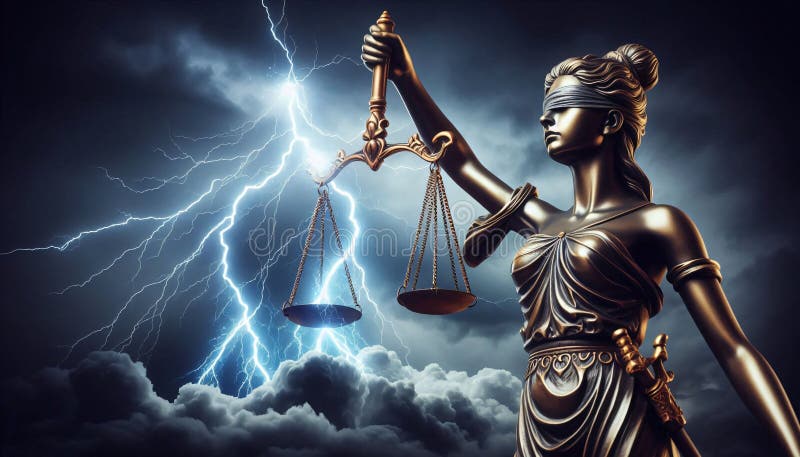 Blindfolded Statue of the Lady of Justice with Scales Stock ...