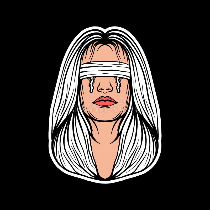 Blindfolded Woman Crying Vector Illustration Design Stock Illustration ...