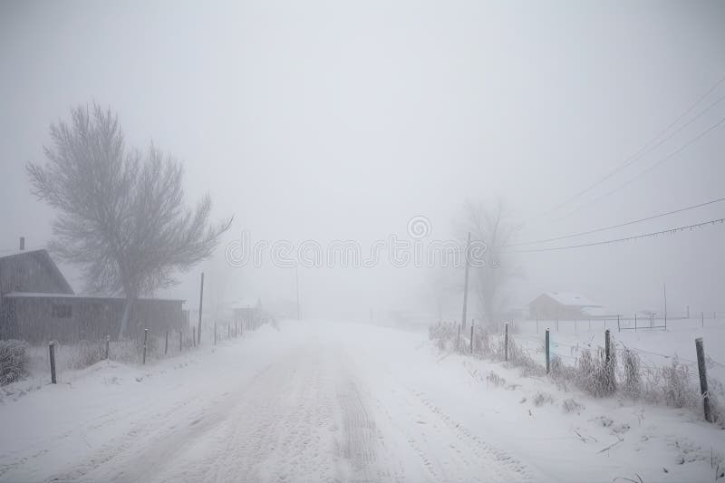Blinding Blizzard with Heavy Snowfall and Wind, Covering Everything in ...