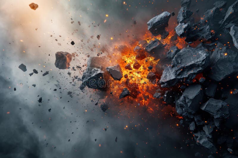 Blinding Rocks Explosion. Generate Ai Stock Illustration - Illustration ...