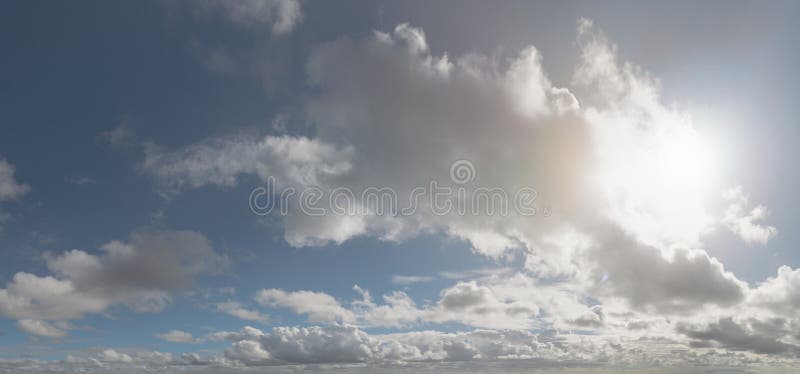 Blinding Sun Breaking through Clouds Panorama Stock Image - Image of ...