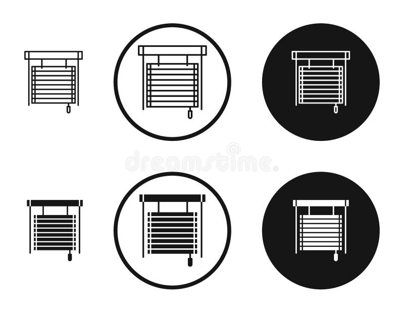 Blinds Open Vector Icon Set in Black and White Outlines Stock Vector ...