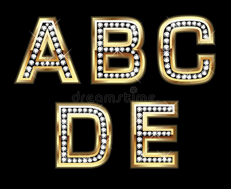 Set of Gold and Bling Letters Stock Vector - Illustration of golden ...