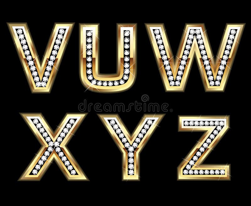 Set of Gold and Bling Letters Stock Vector - Illustration of golden ...