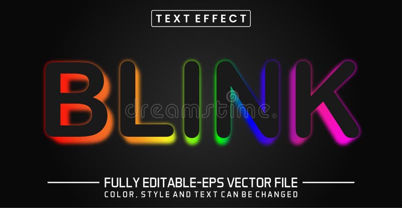 Blink Editable Text Effect, Neon Text Style Stock Vector - Illustration ...