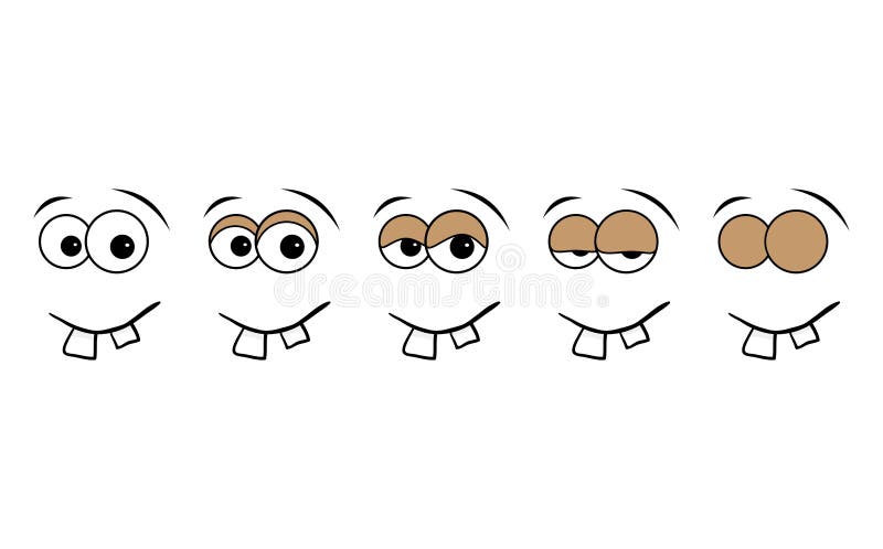 Blink Eye Animation Step. Human Cartoon Face with Blinking Eyeball ...