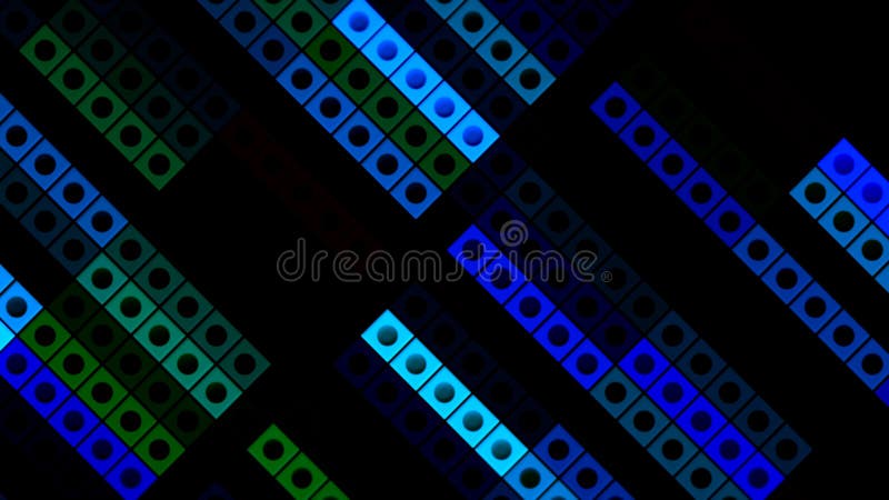Blinking Blue Squares On Black Background Seamless Loop Motion Abstract Cubes Running