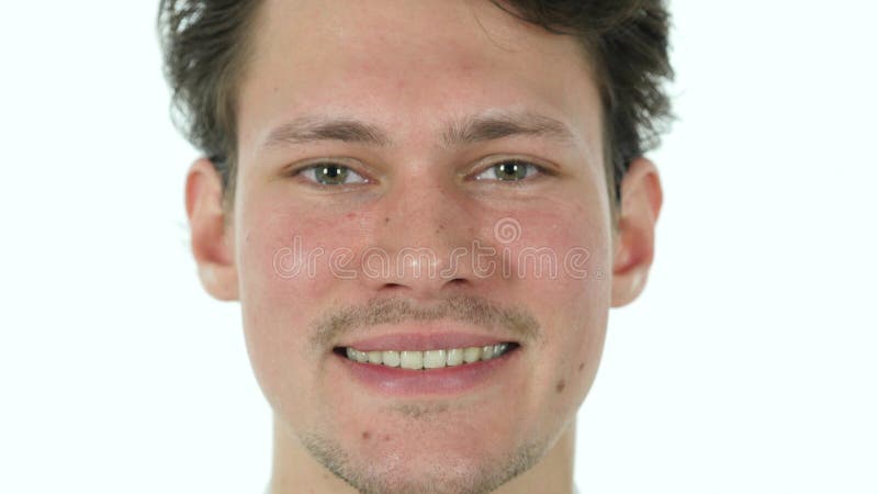 Blinking Eyes of Young Man, Looking in Camera Stock Photo - Image of ...