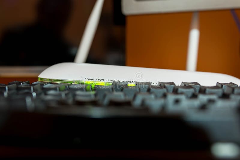 Blinking Green Lights on Wifi Router Stock Image - Image of black ...