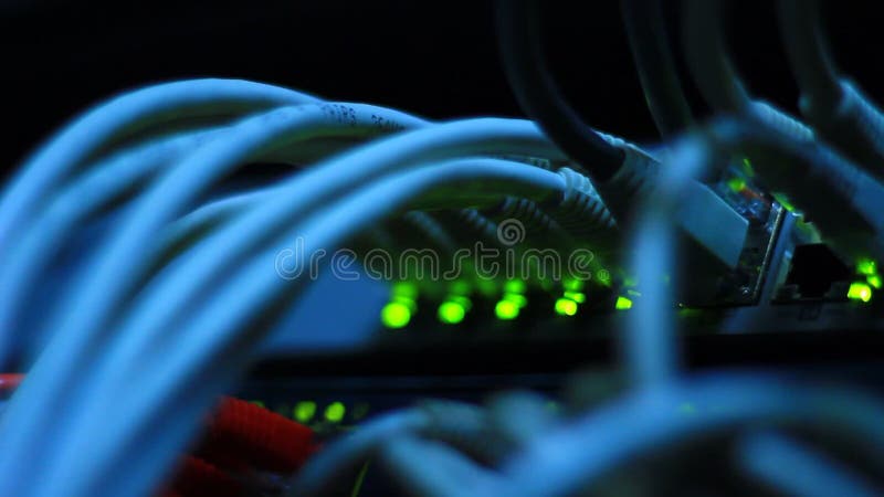 Ethernet Switch with Blinking LEDs Stock Video - Video of empty ...
