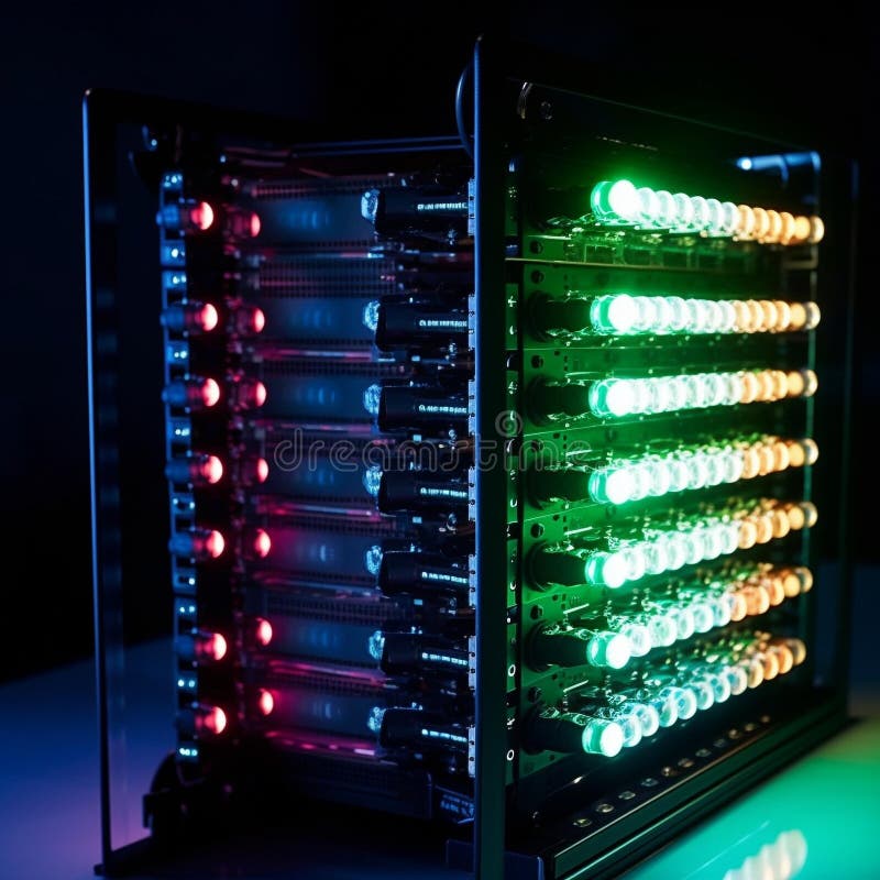 Blinking LED Lights in Server Rack Stock Illustration - Illustration of ...