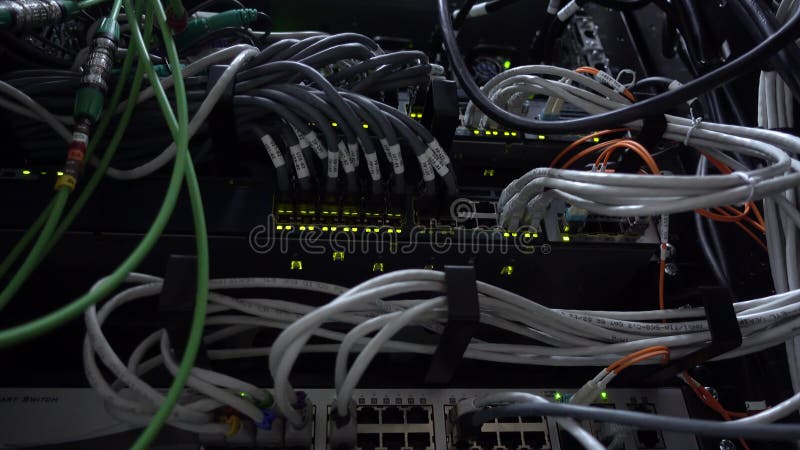 Working Ethernet Switch in Data Center Room. Blink Led Lights Stock ...