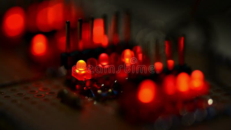 Blinking LEDs on a Test PCB Stock Video - Video of electric ...