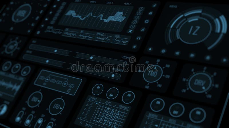 Perspective Blue Mission Control Center Monitor with Indicators and ...