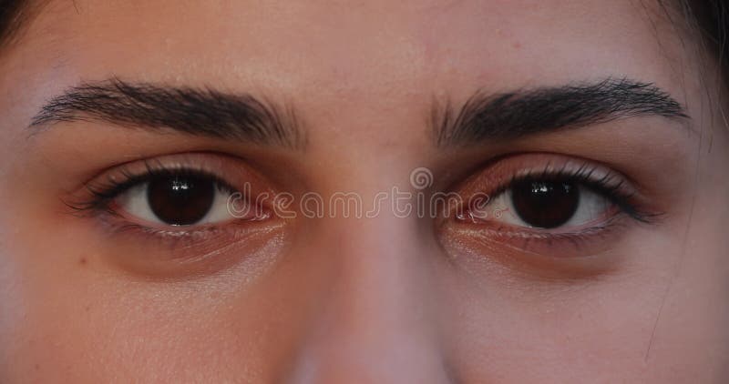 Blinking Woman Dark Eyes Closeup Stock Video - Video of sight, human ...