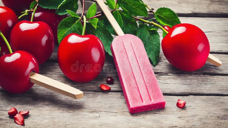 Blissful Delight Celebrating National Cherry Popsicle Day.AI Generated ...