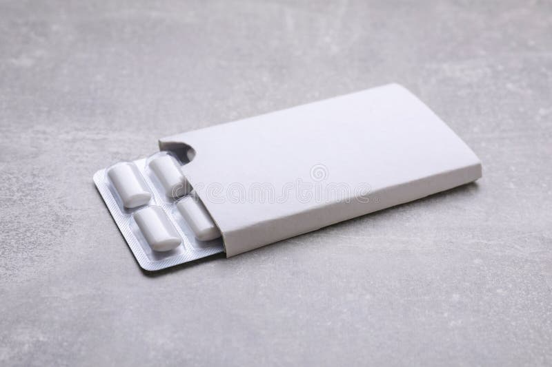 Blister with Chewing Gums on Light Grey Table Stock Photo - Image of ...