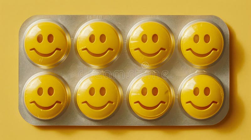 Blister of Tablets with a Smiley Face. Generative AI Stock Illustration ...