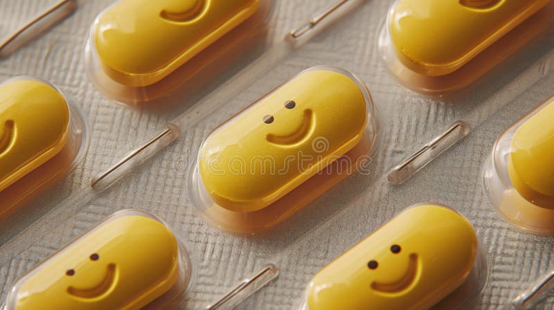 Blister of Tablets with a Smiley Face. Generative AI Stock Illustration ...