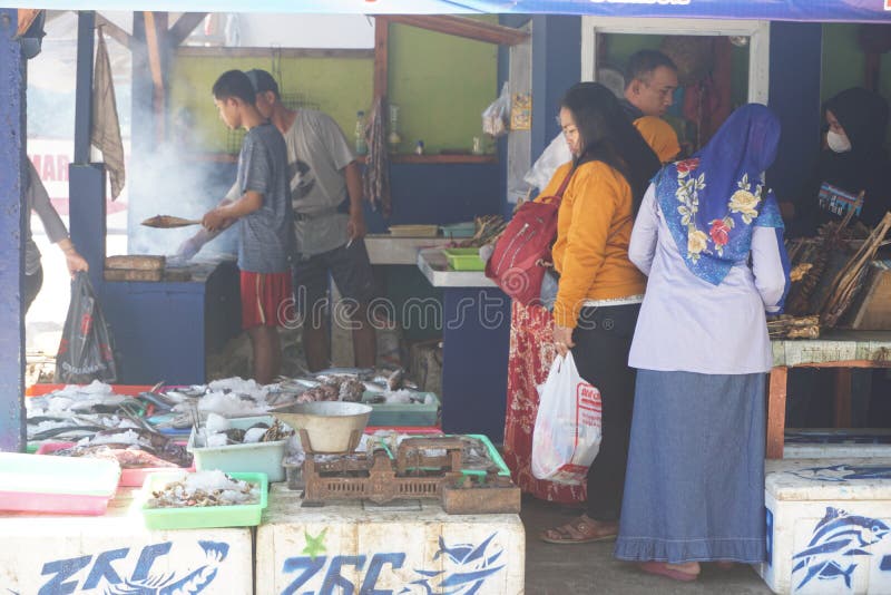 Blitar, East Java, Indonesia - March 10th, 2020: Atmosphere in a Warung ...
