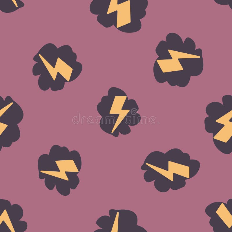 Seamless Pattern with Lightning Bolt and Cloud. Vector Illustration ...