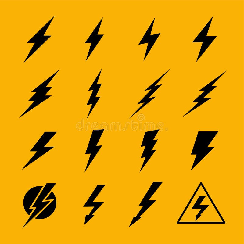 Blitzzeichen Gesetzt. Blitzsymbole Blitzsymbole Oder Blitzpiktogramme ...